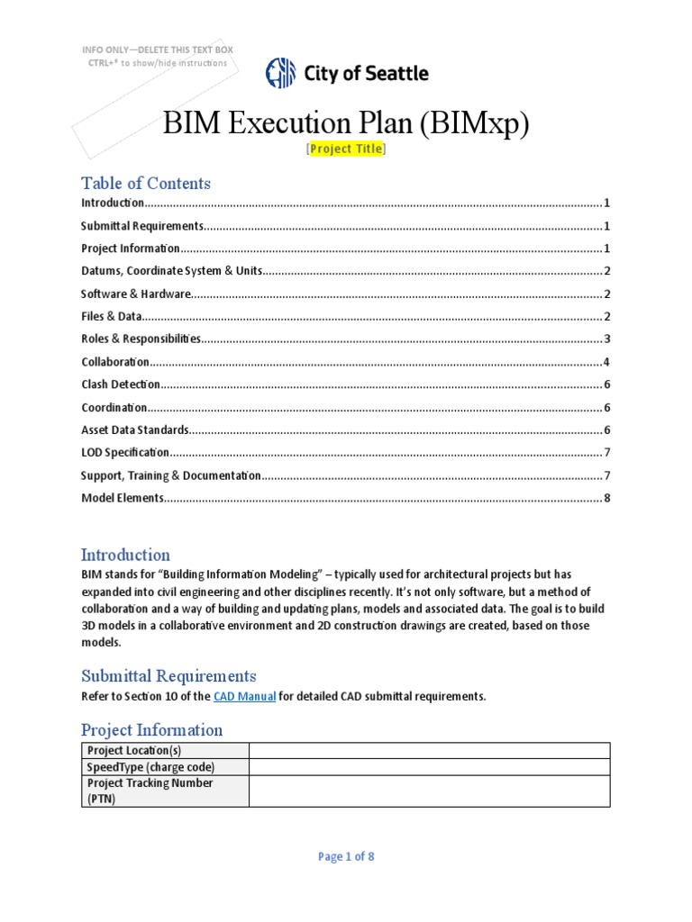 Bim Execution Plan (Bimxp) : (Project Title) | PDF | Auto Cad ...