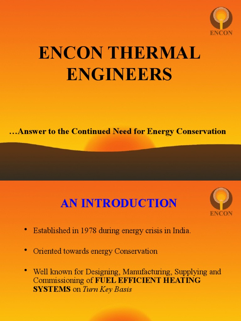 Encon Thermal Engineers: Answer To The Continued Need For Energy Conservation | PDF | Furnace ...