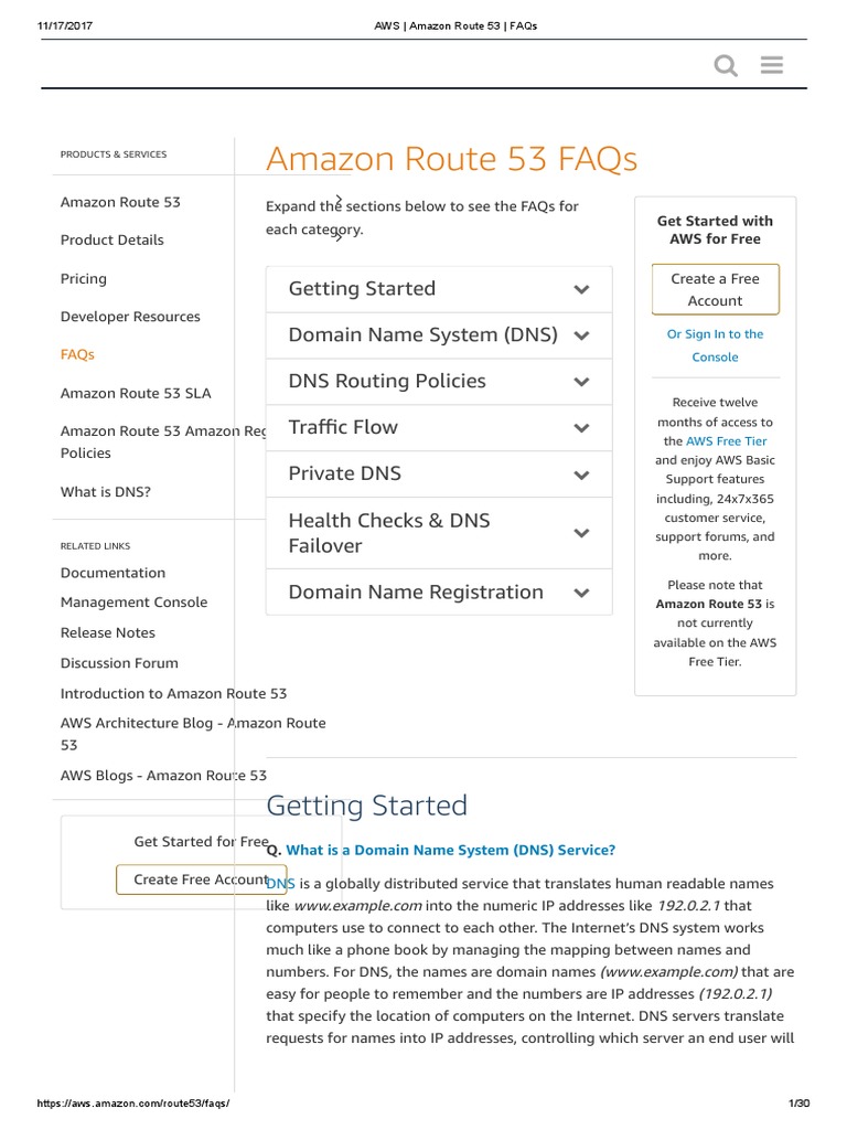 AWS - Amazon Route 53 - FAQs | PDF | Domain Name System | Domain Name