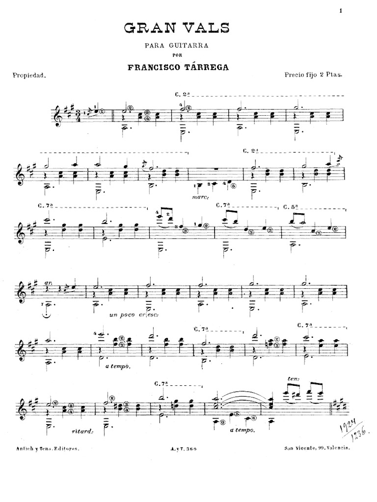 TÁRREGA, Francisco - Gran Vals | PDF