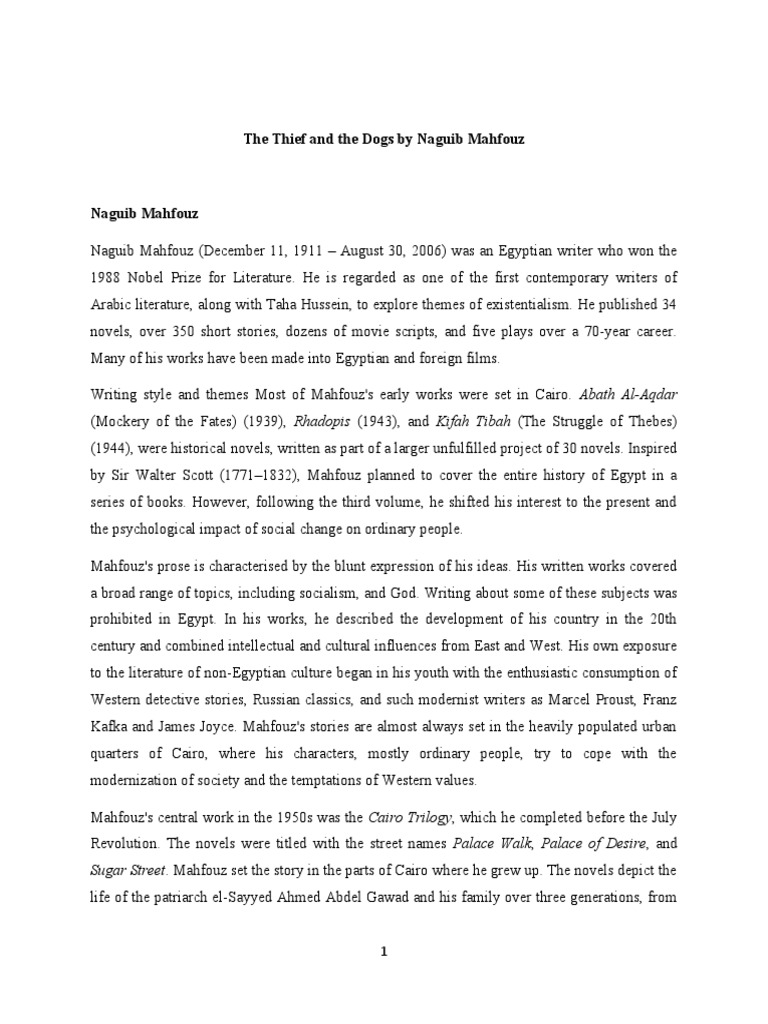 The Thief and The Dogs by Naguib Mahfouz | PDF