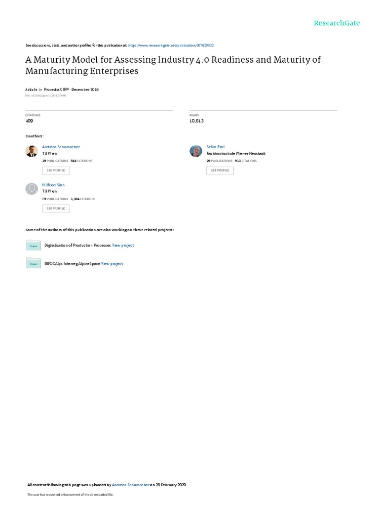 A Maturity Model For Assessing Industry 4.0 Readiness and Maturity of ...