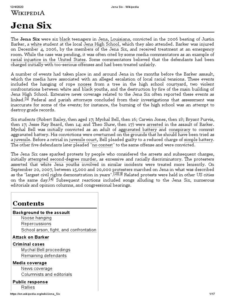 Jena Six: Background To The Assault | PDF | Judiciaries | Social ...
