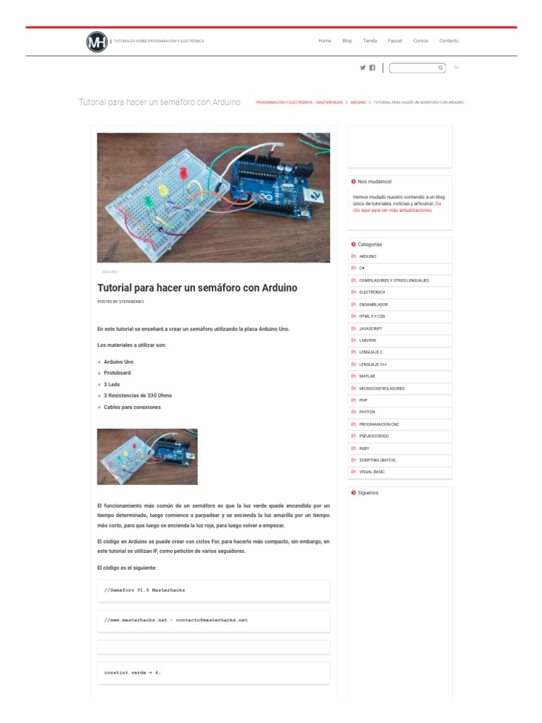 Tutorial Para Hacer Un Semáforo Con Arduino Pdf Arduino