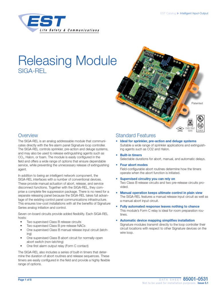 SIGA-REL - Releasing Module | PDF | Fire Sprinkler System | Relay