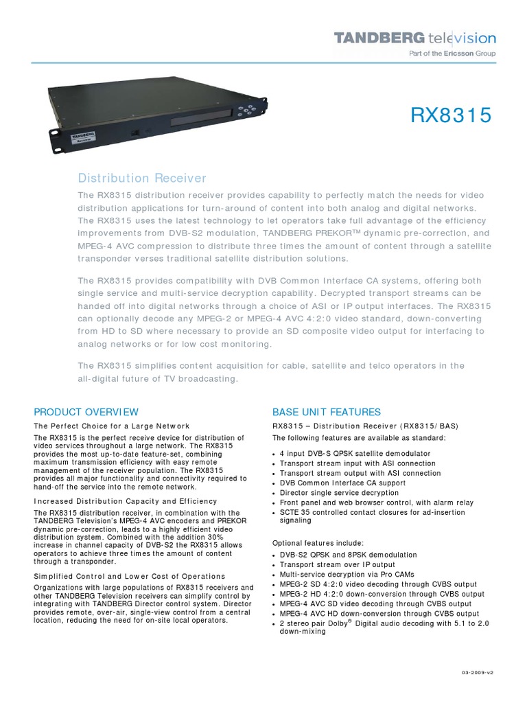 Distribution Receiver: Product Overview Base Unit Features | PDF ...