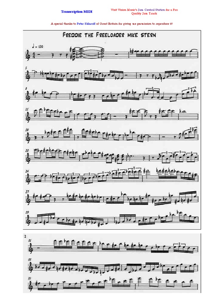 Mike Stern - Freddie Freeloader PDF | PDF