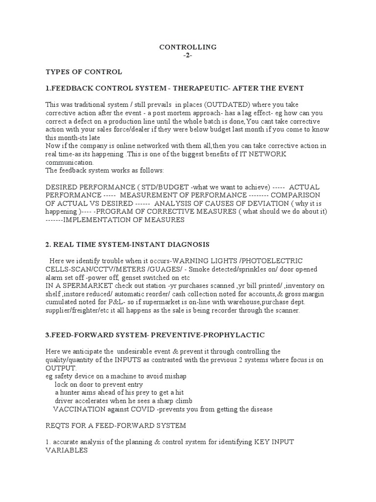 Controlling - 2-Types of Control 1.feedback Control System ...