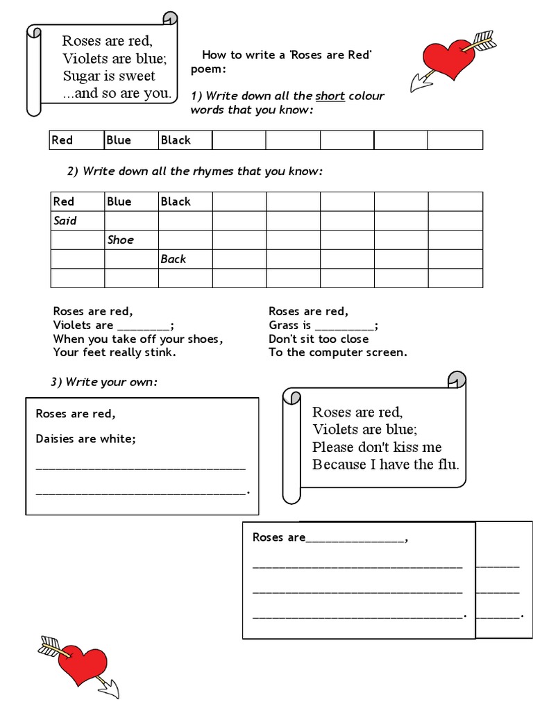 Roses Are Red Writing Poems Fun Activities Games - 21331 | PDF