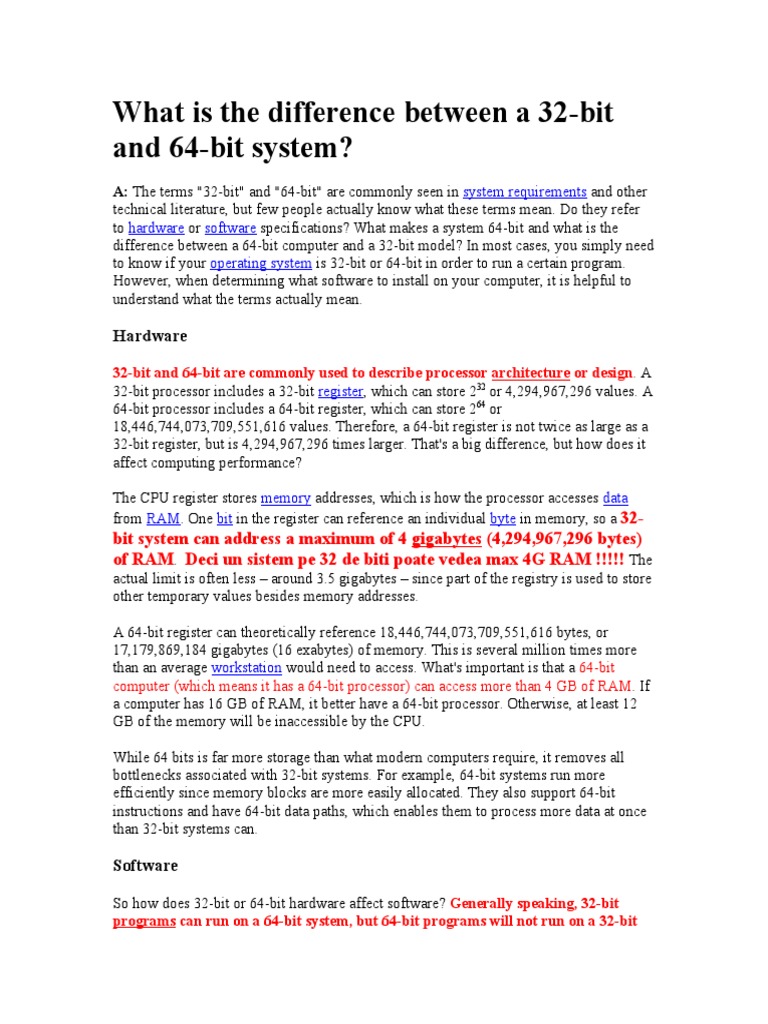 Understanding the Differences Between 32-Bit and 64-Bit Systems: A ...