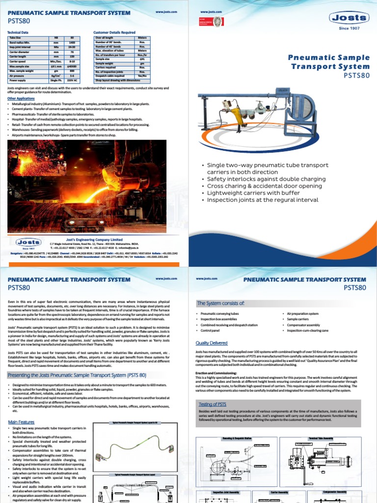 PSTS80: Pneumatic Sample Transport System | PDF | Transport | Pipe ...