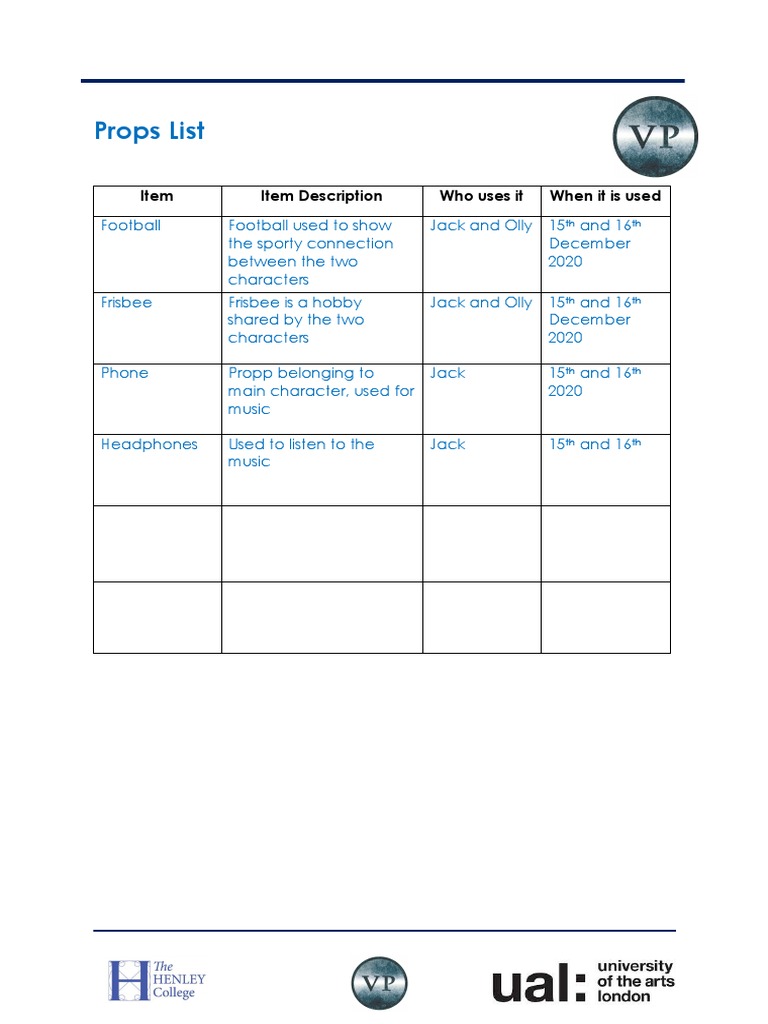 Music Video Props Overview | PDF