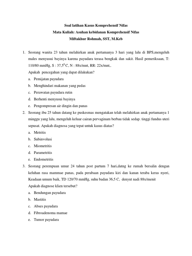 Soal Nifas Kompre 2 | PDF