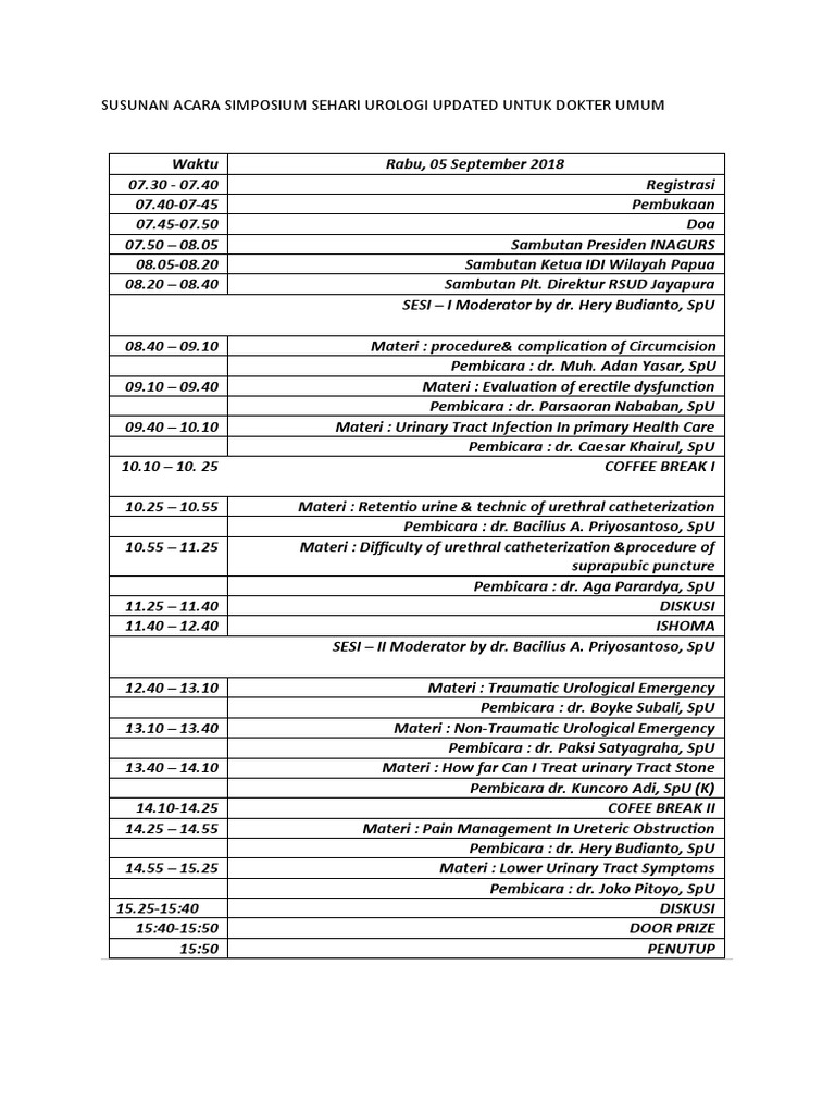 Final - Susunan Acara Simposium Sehari Urologi Updated Untuk Dokter ...