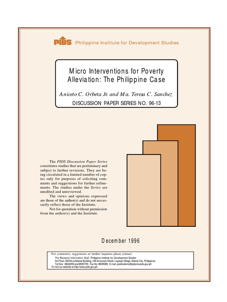Micro Interventions For Poverty Alleviation: The Philippine Case ...