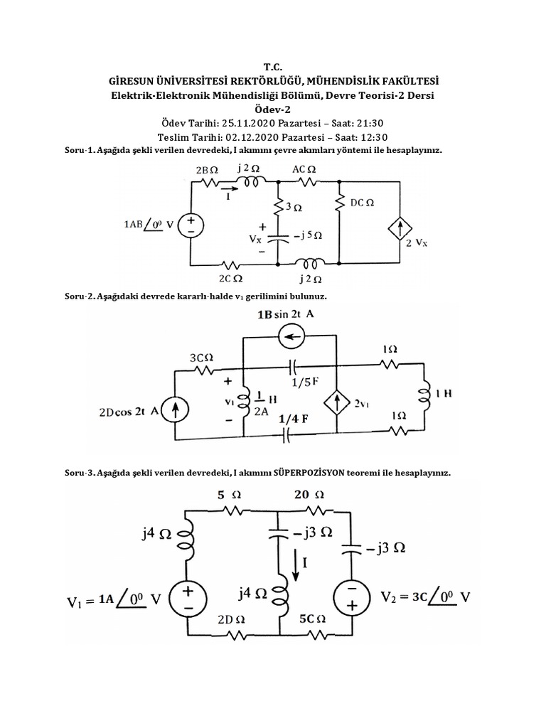 Devre Teorisi-2 - Ödev-2 | PDF