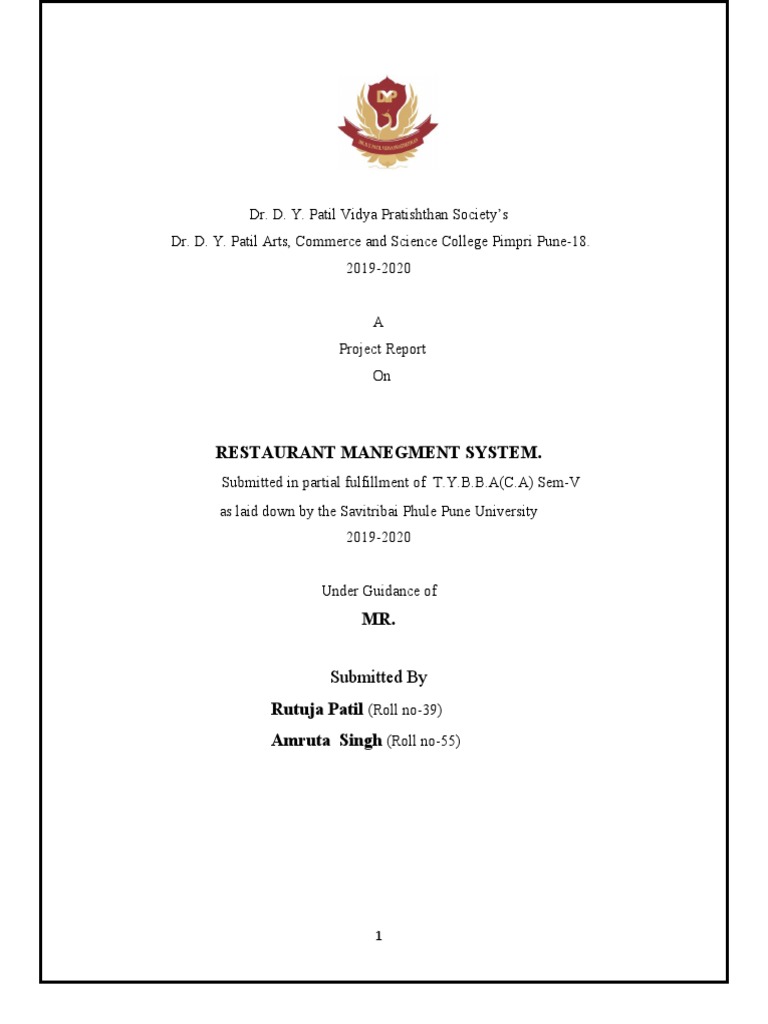 Restaurant Management System Report | PDF | Feasibility Study | System