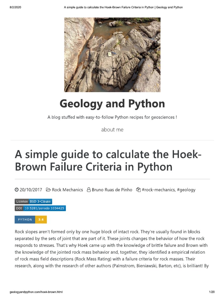 A Simple Guide To Calculate The Hoek-Br... Riteria in Python - Geology ...