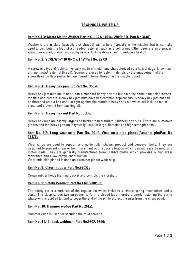 Tech Write-Up New ... | Download Free PDF | Nut (Hardware) | Screw