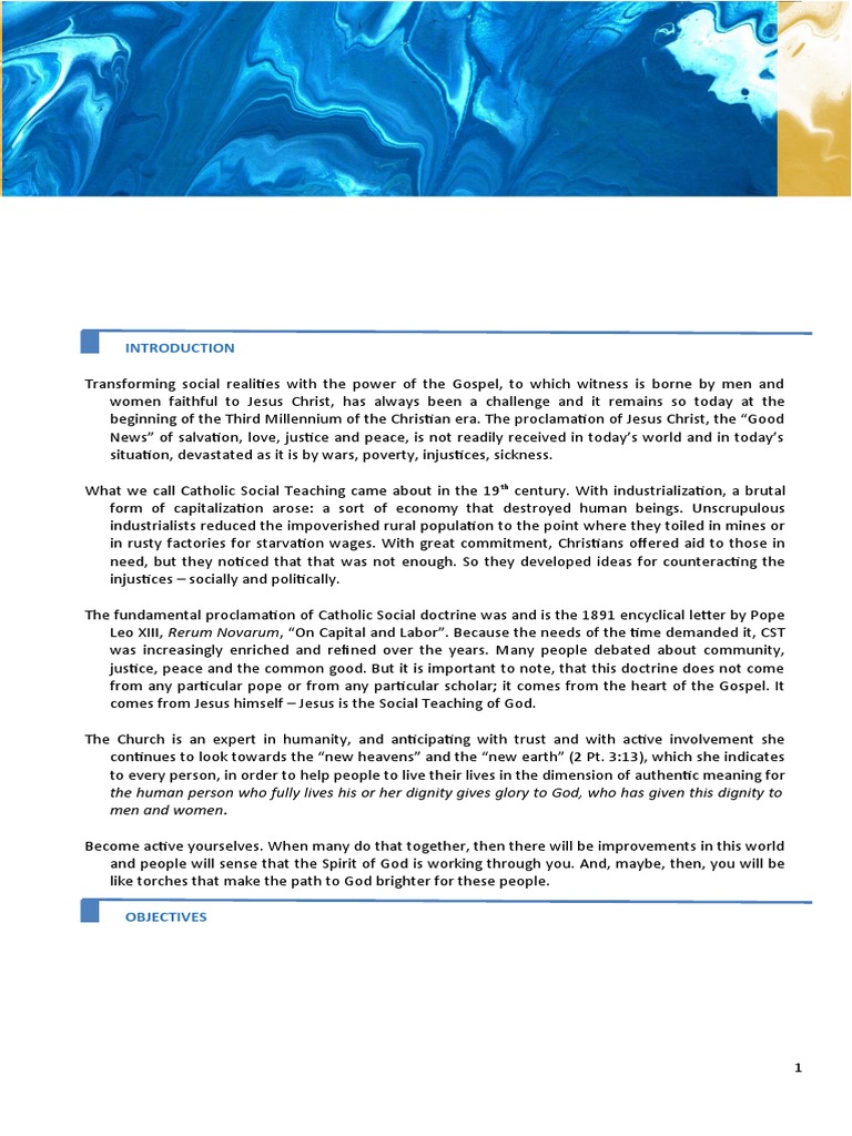 Catechesis On Social Responsibility: Patrick Jay B. Parce | PDF | Catholic Social Teaching ...