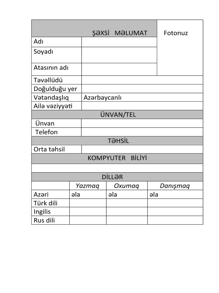 Devdoping - Az Sade CV Formasi | PDF