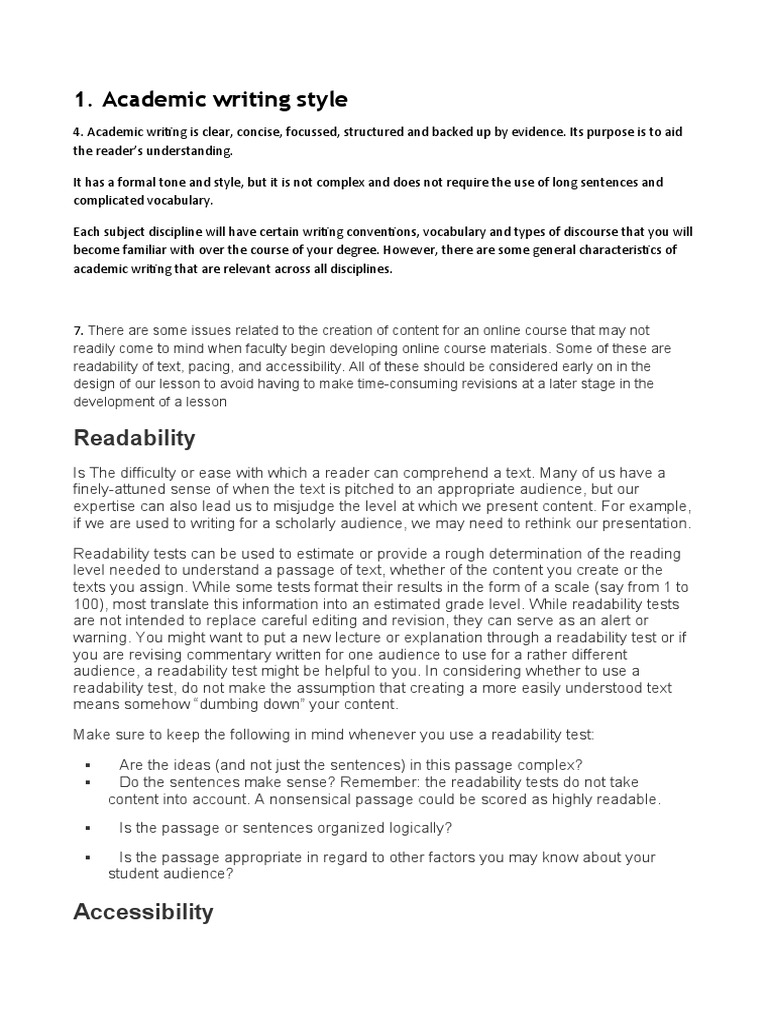 Academic Writing Style: Readability | PDF | Subject (Grammar) | Clause