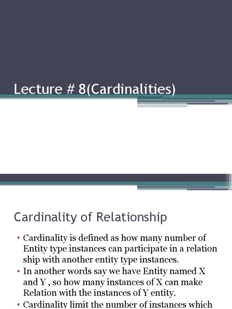 Lecture 8 Cardinalities Constraints | PDF | Teaching Mathematics | Business