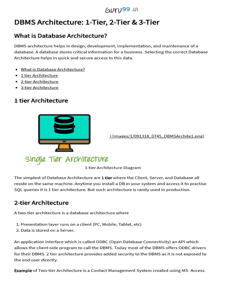 DBMS Architecture: 1-Tier, 2-Tier & 3-Tier Architectures Explained ...