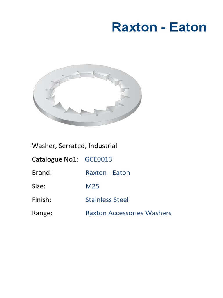 Stainless Steel Serrated Washer for Industrial Applications from Raxton ...