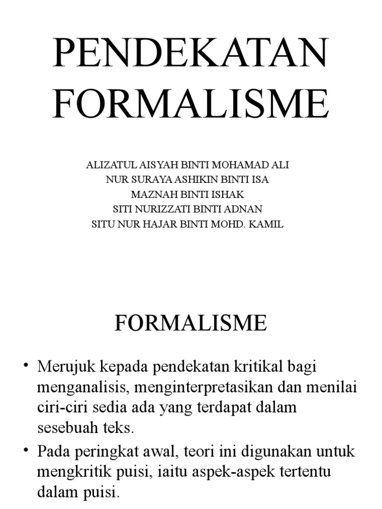 Pendekatan Formalisme dalam Sastra | PDF | Seni & Disiplin Bahasa | Sejarah