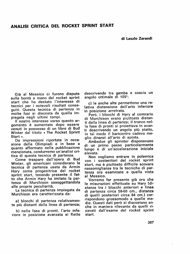 Rocket Sprint Start | PDF