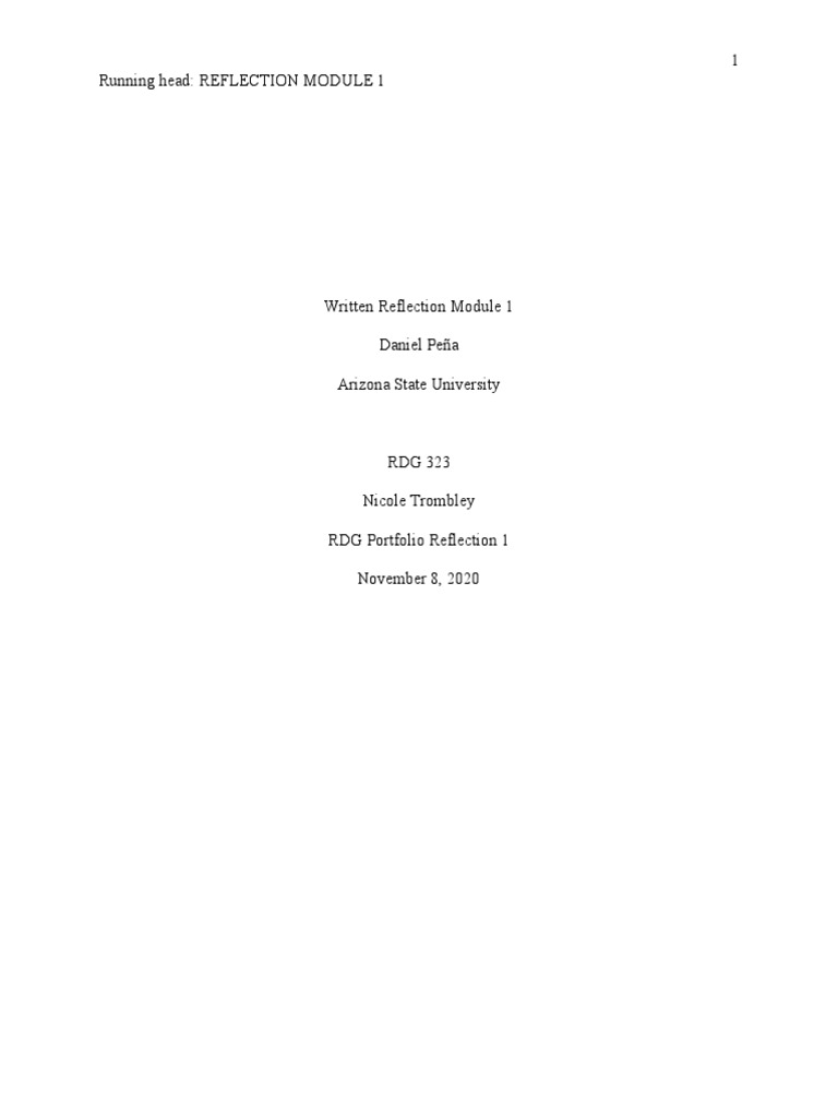 Written Reflection Module 1 | PDF | Literacy | Learning