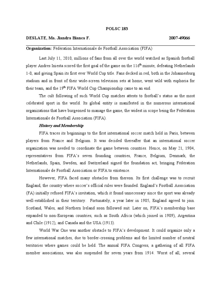 FIFA Paper | PDF | Fifa | Association Football
