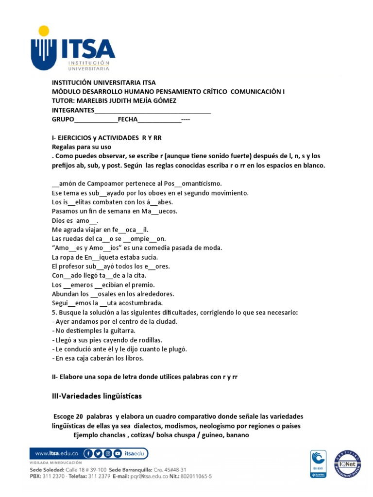 Actividad de R y RR | PDF