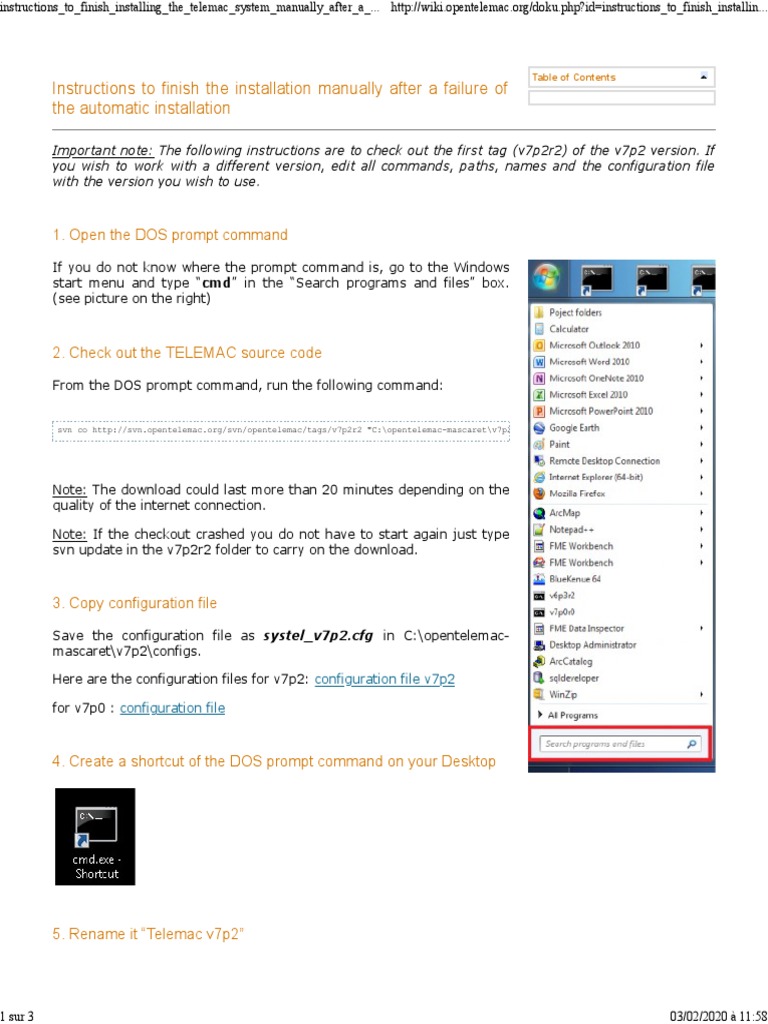Telemac Installation PDF | PDF | Computer File | Microsoft Windows
