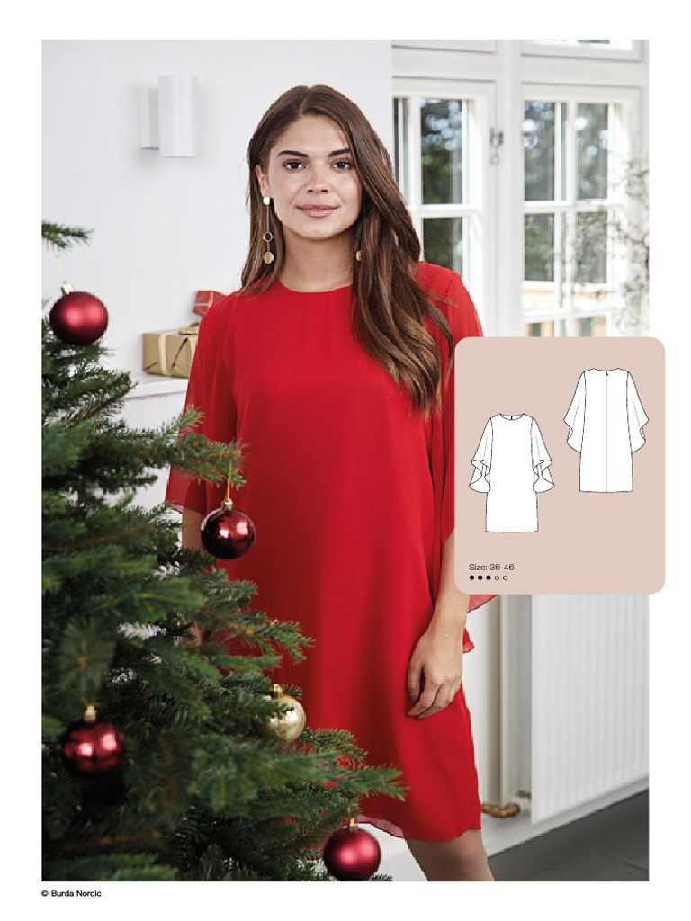 Christmas Chiffon Dress Free Sewing Pattern Sizes 36 46 Eur | PDF