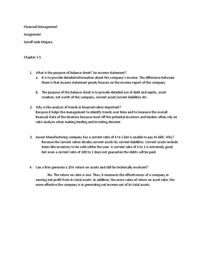 Financial Management - Assignment | PDF