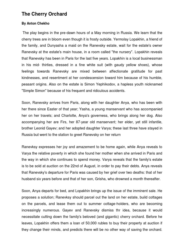 The Cherry Orchard Summary | PDF