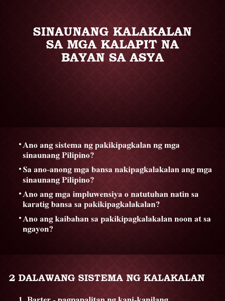 Sinaunang Kalakalan Sa Mga Kalapit Na Bayan Sa Edited | PDF