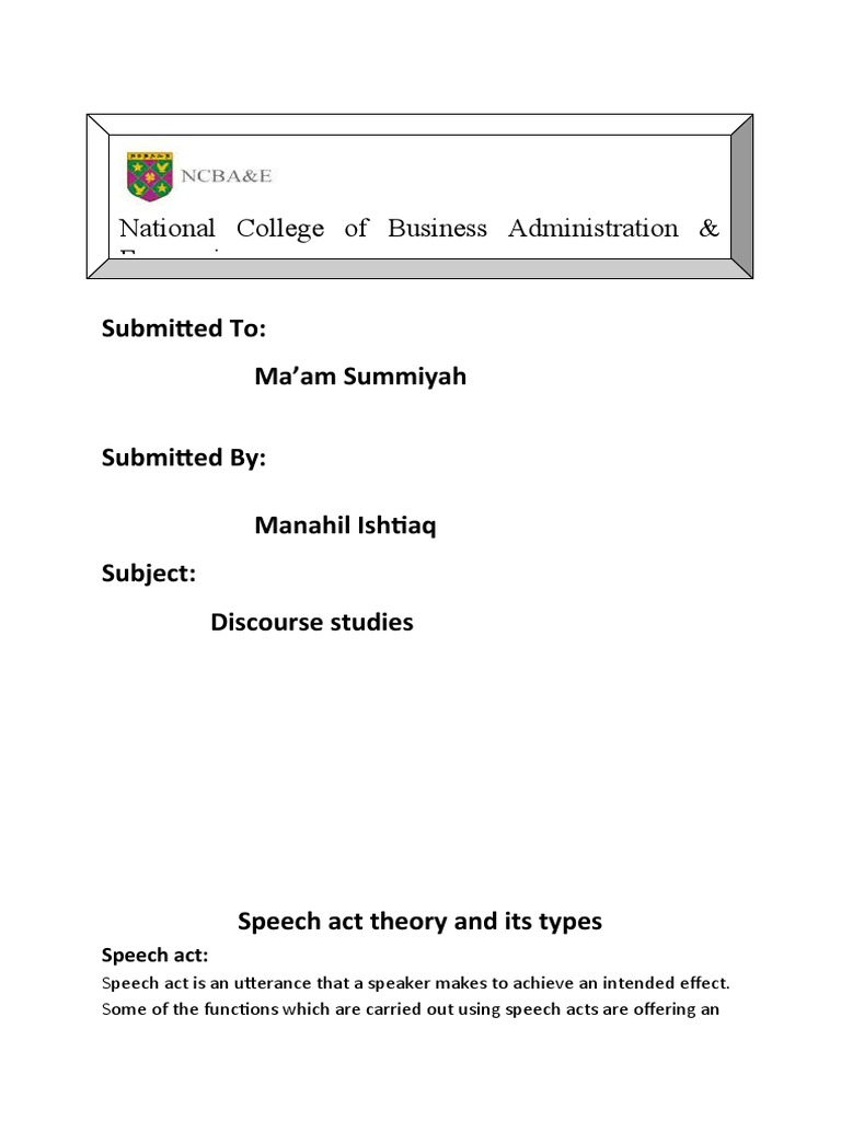 Speech Act Theory | PDF | Linguistics | Semiotics