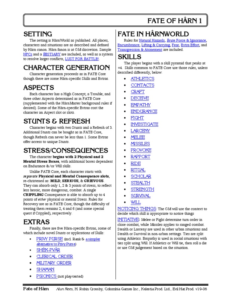 Hârn RPG: Fate System Overview | PDF | Deception | Empathy