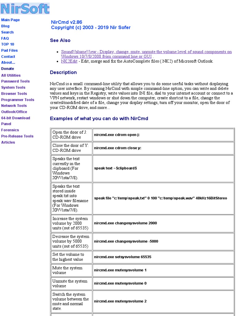 NirCmd - Windows Command Line Tool | PDF | Windows Registry | Microsoft ...