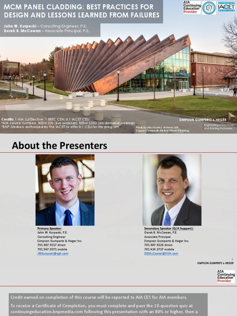 MCM Panel Cladding Best Practices For Design and Lessons Learned From ...