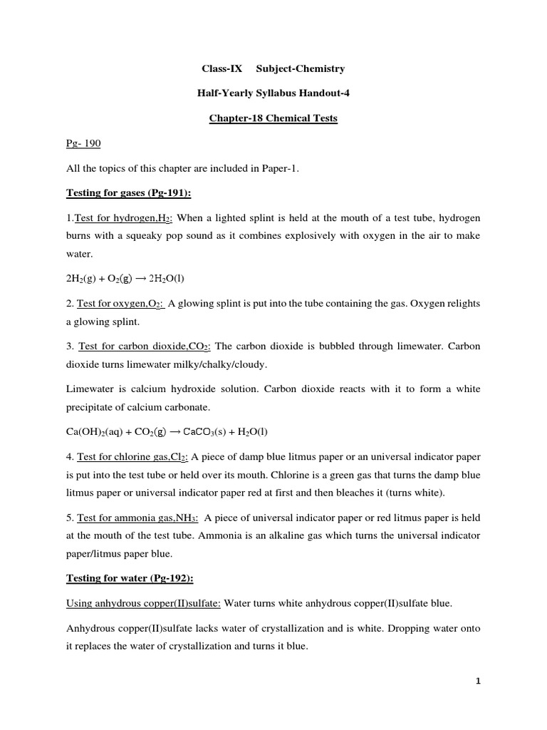 Class-IX Subject-Chemistry Half-Yearly Syllabus Handout-4 Chapter-18 ...