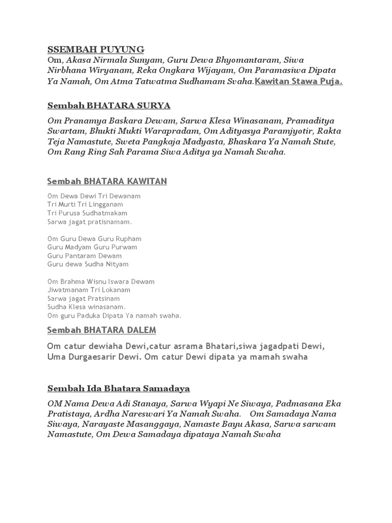 Mantra Panca Sembah | PDF