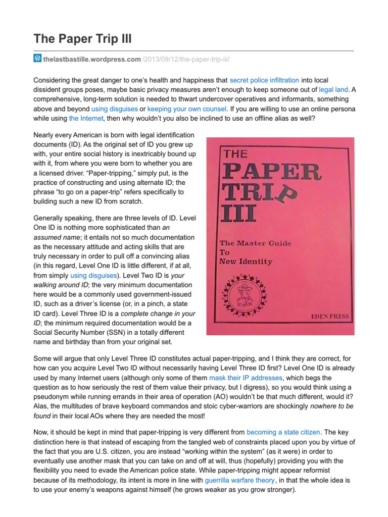 The Paper Trip III | PDF | Social Security Number | Identity Document