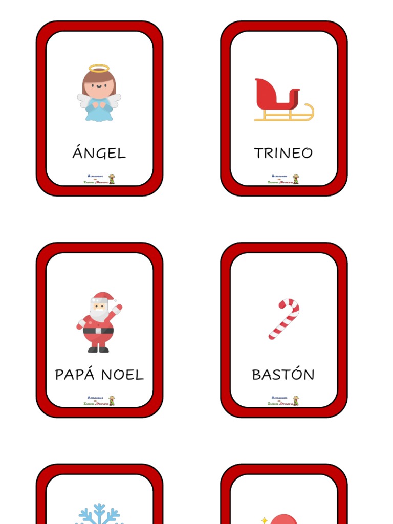 Tarjetas Vocabulario Navidad CASTELLANO | PDF