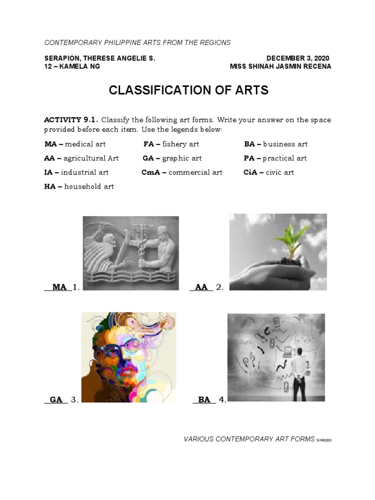 Activity 9.1. Classification of Art | PDF