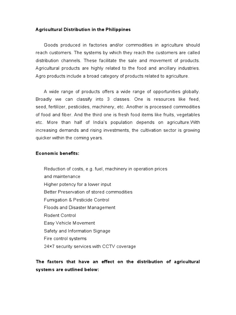 Agricultural Distribution in The Philippines | PDF | Mindanao | Agriculture