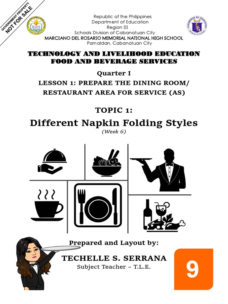 Napkin Folding Styles for Dining | PDF | Restaurants | Learning